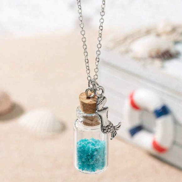 Jewelry | Magic Mermaid Silhouette Blue Glow In Dark Beach Sand Bottle ...